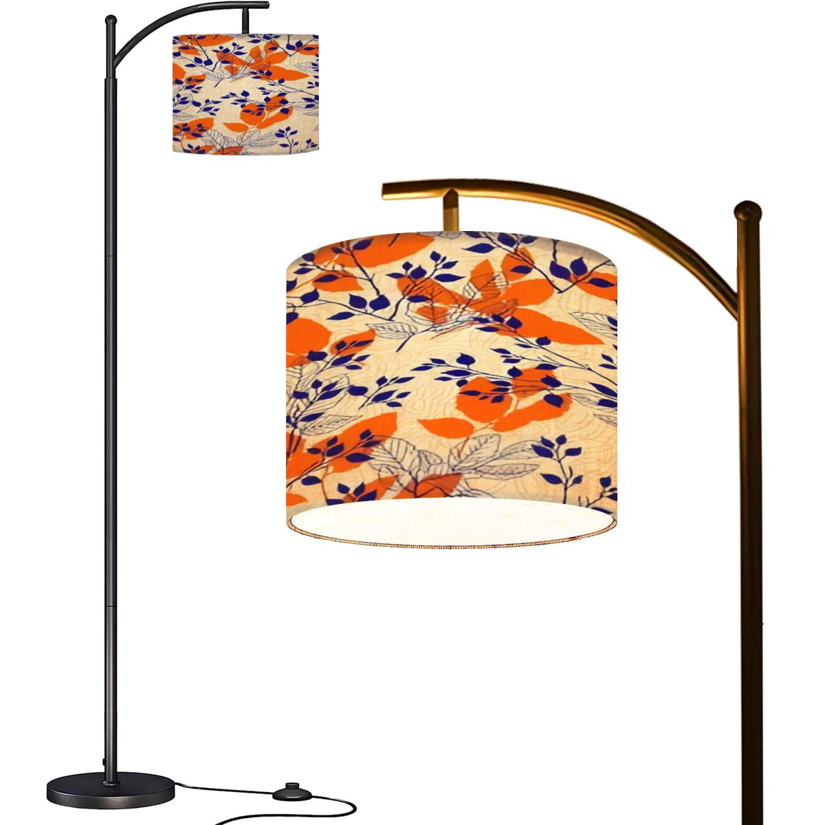 Arc Floor Lamps textile baroque floral allover print Mughal art ...