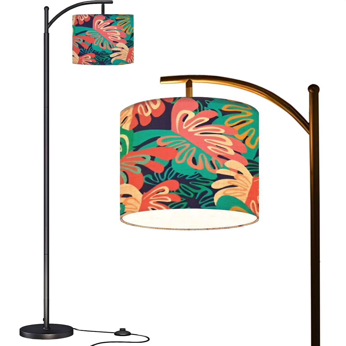 Arc Floor Lamps tropical pattern multicolored hand drawn minimalistic ...