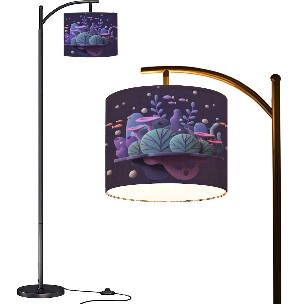 Arc Floor Lamps underwater island turquoise seaweeds purple sponges ...