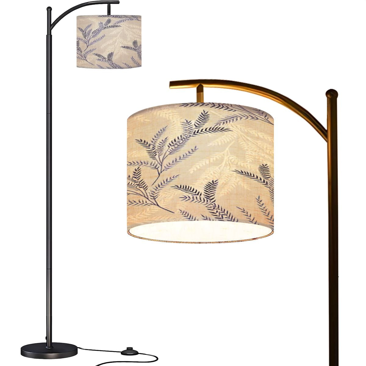 Arc Floor Lamps violet cream seamless small leaves pattern Modern LED ...