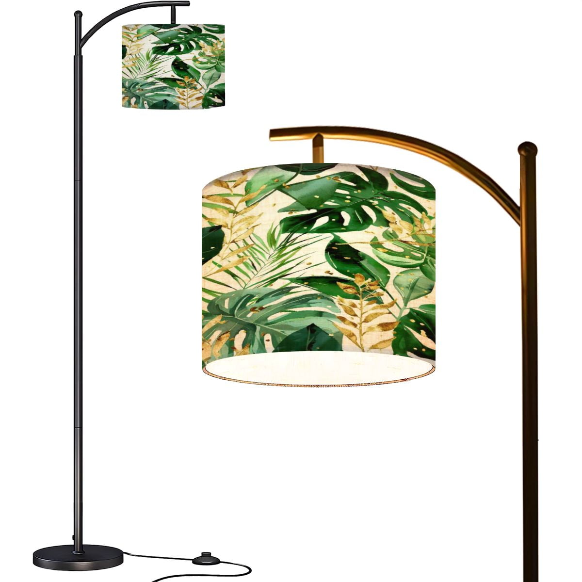 Arc Floor Lamps watercolor drawing seamless pattern tropical leaves ...