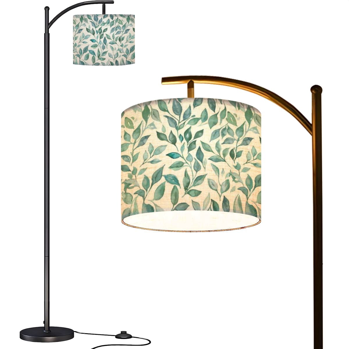 Arc Floor Lamps watercolor flowers white seamless botanical pattern ...