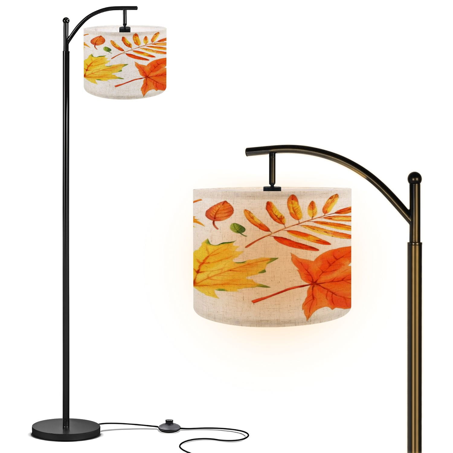 Arc Floor Lamps watercolor set autumn leaves hand drawn yellow orange ...