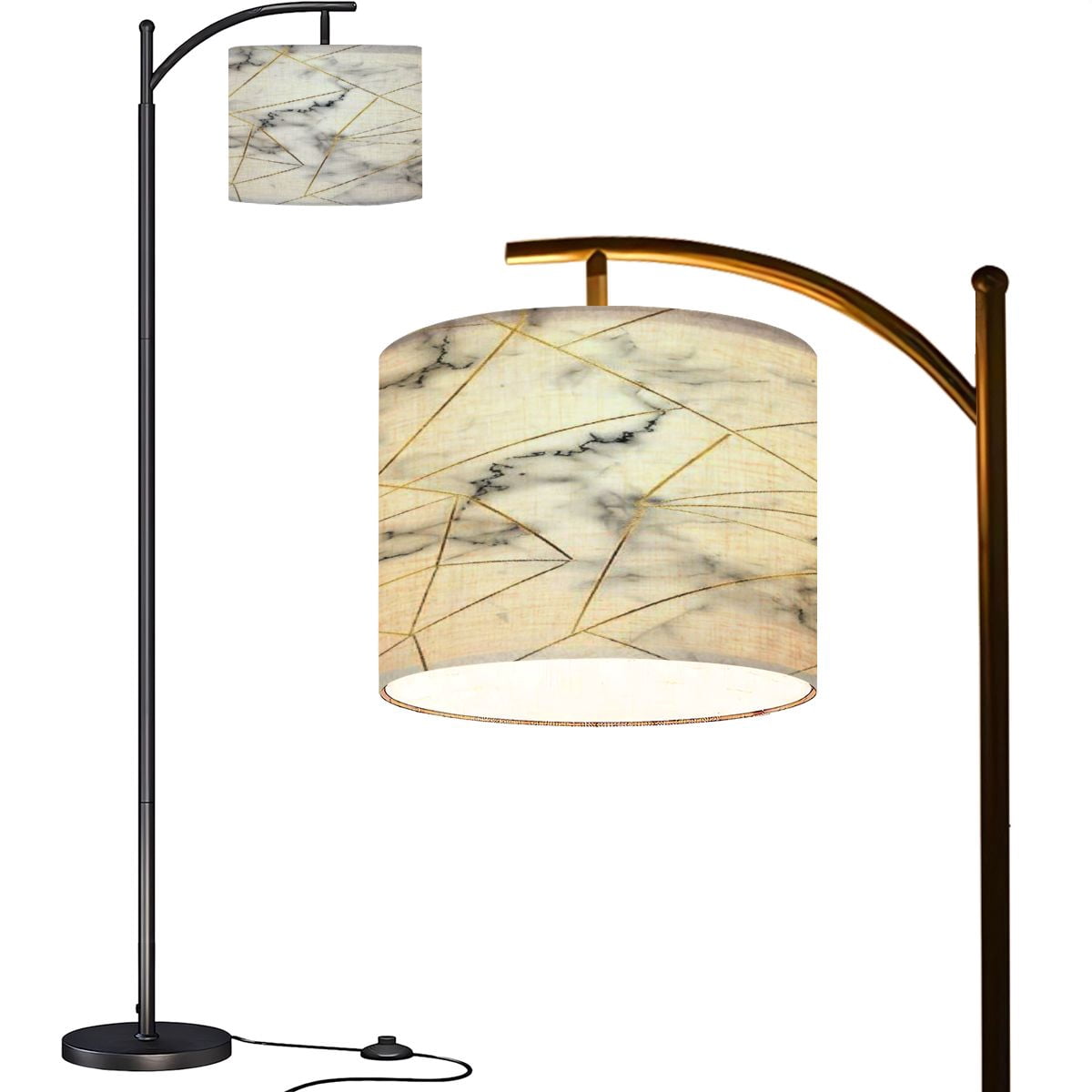Arc Floor Lamps white marble gold lines geometric shapes polygons ...