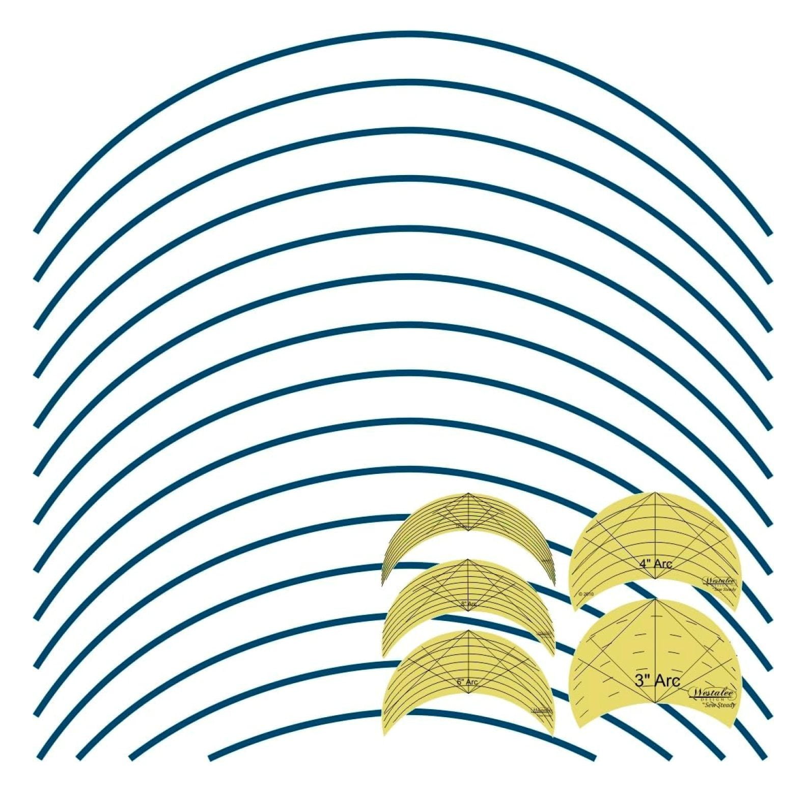 Arc Quilt Template Set - 5 Piece High Shank Quilting Templates - 3", 4 ...