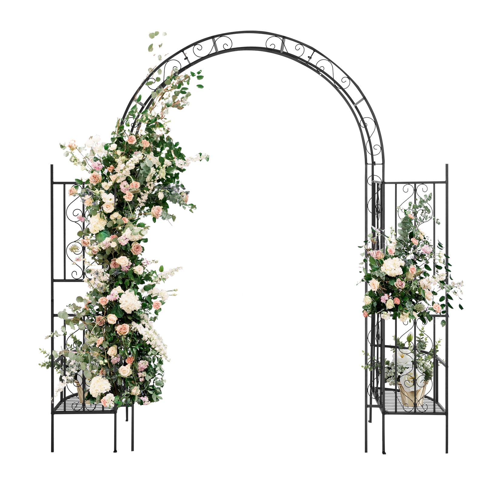 Arc Roof Double Layer Trellis, 782383.9 Inch Black Iron Arch Courtyard ...