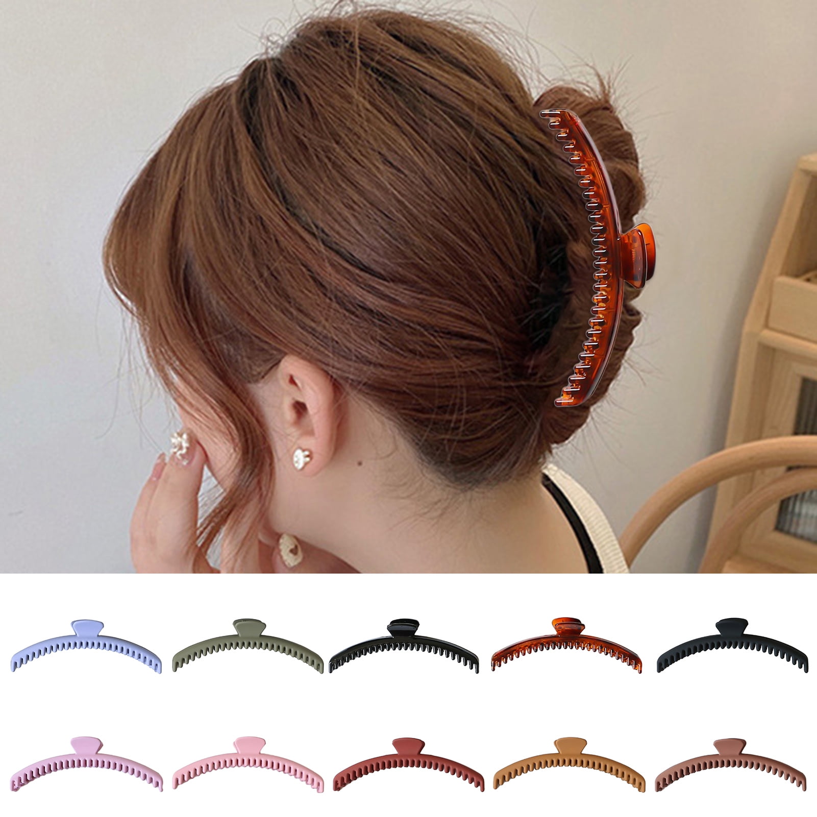 Arc Shape Hair Claw Non-slip Crossing Teeth Solid Color Decorative ...