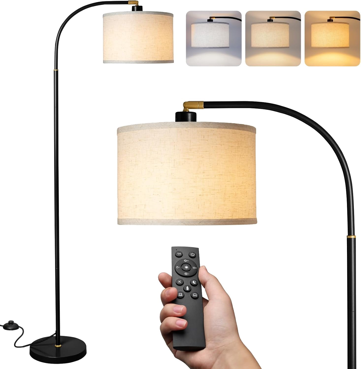 Arc for Living Room, Modern Standing Lamp with Remote Dimmable Floor ...