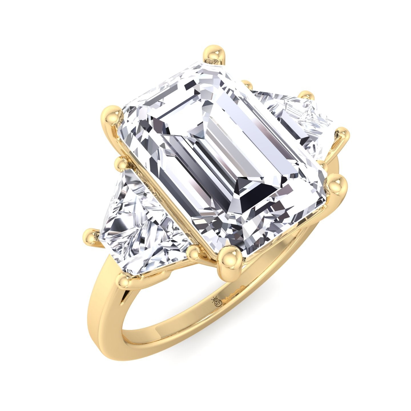 Arca - Three Stone Ring Trapezoid & Emerald Cut Moissanite Lab ...