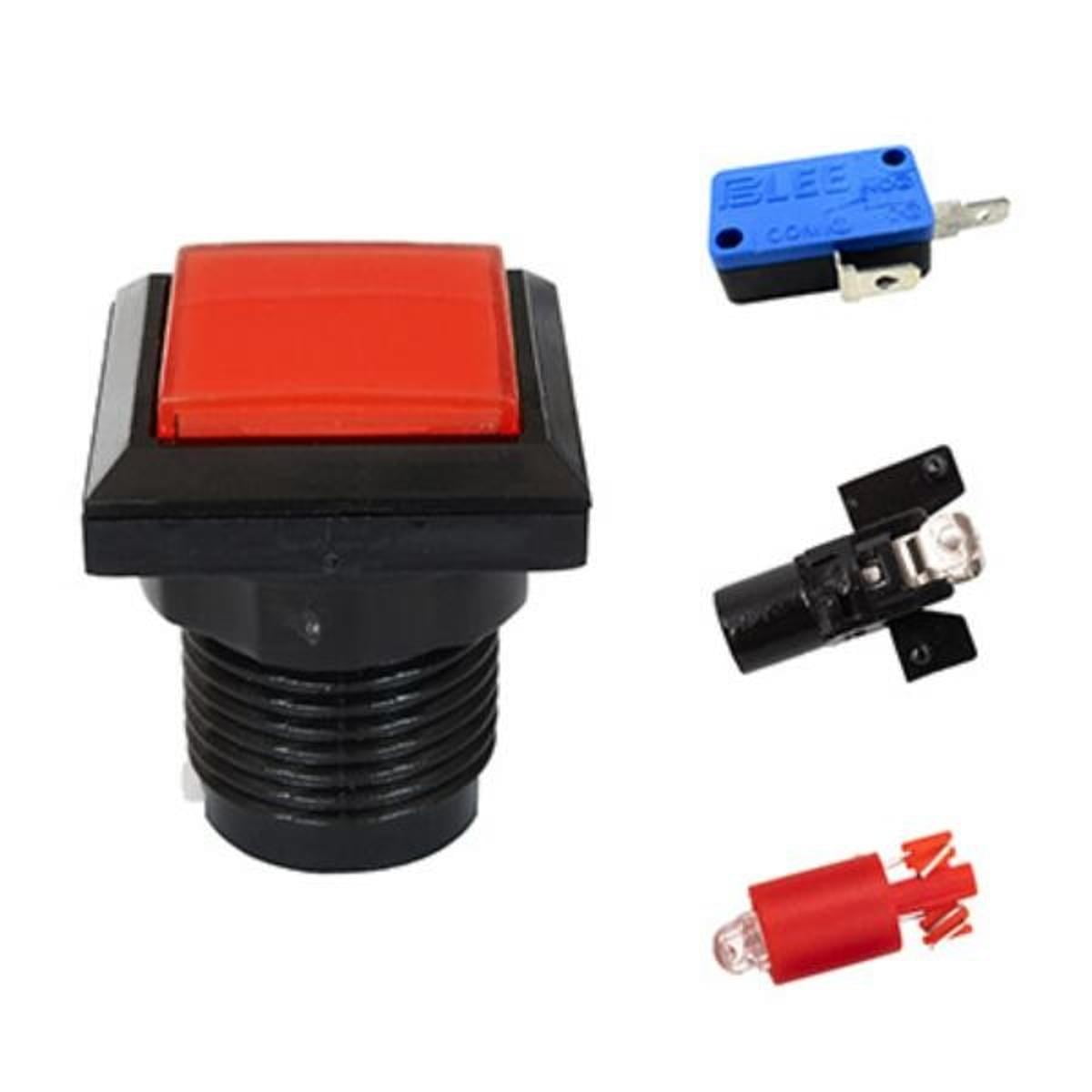 Arcade Control Panels Square Push Buttons Illuminated 12V LED Light Built-in Microswitch 33*33MM ...