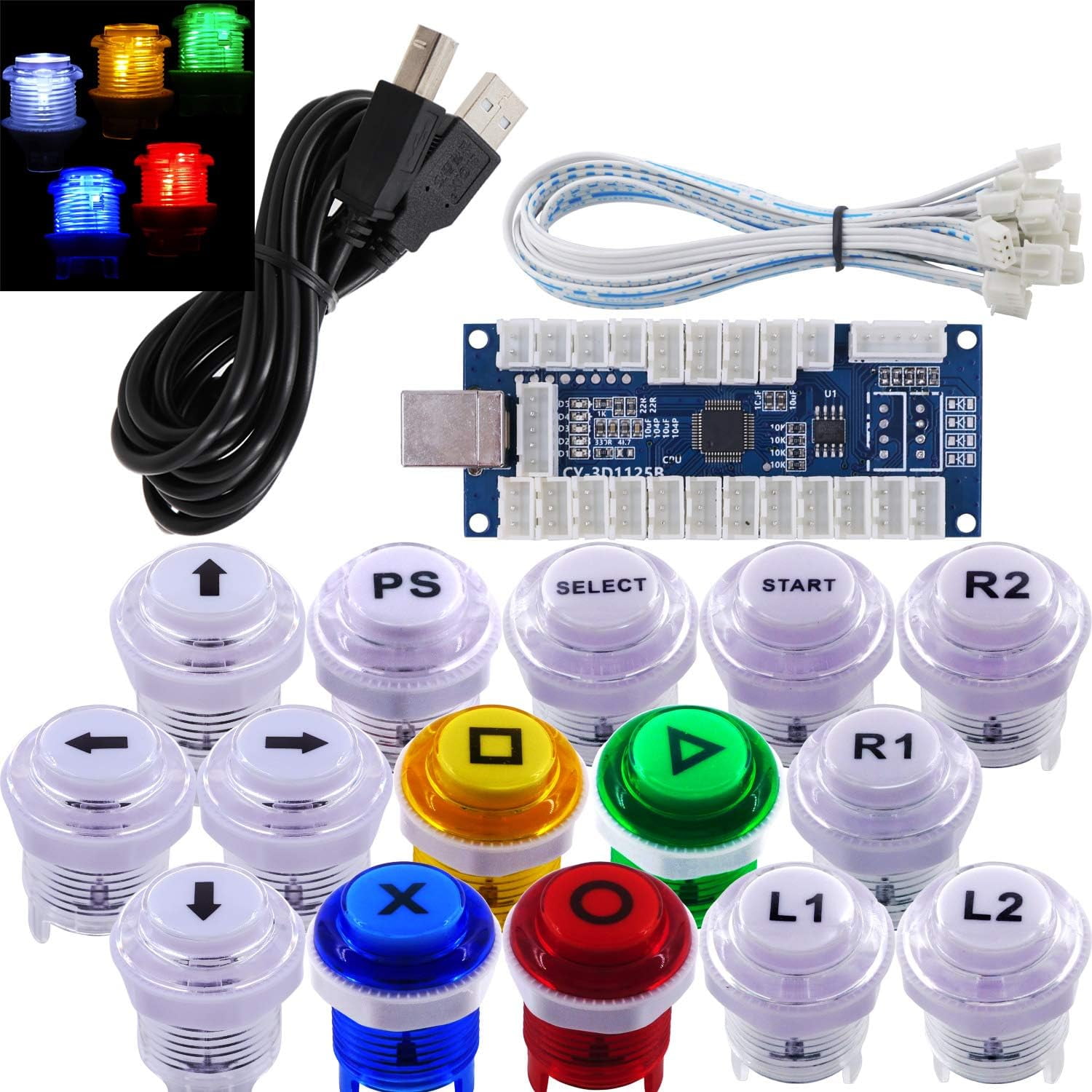 Arcade Game Stick DIY Kit Buttons Cherry MX roswitch Lamp Controller ...