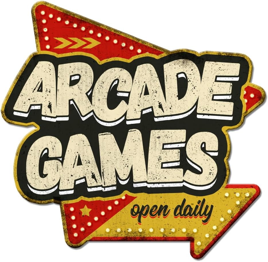 "Arcade Games" Vintage Metal Tin Sign Retro Arcade Sign Plaque Poster ...