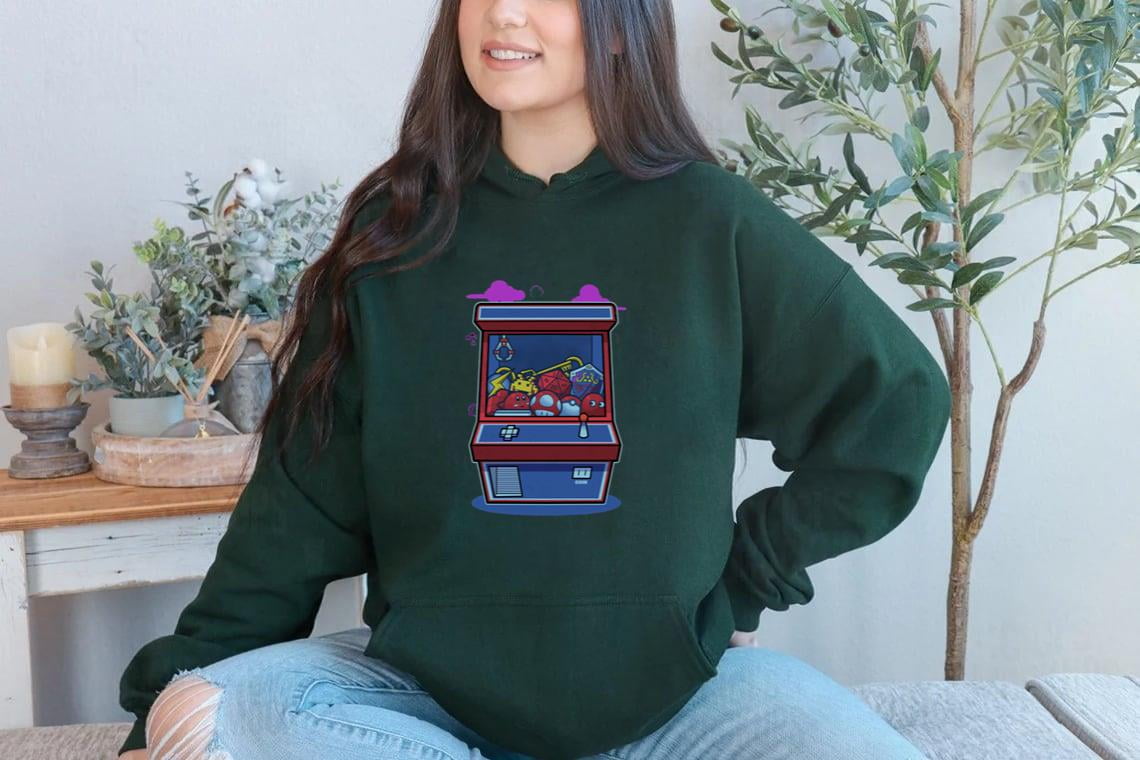 Arcade Grabber Hoodie Claw Machine Fun in Retro Style, for men & women ...