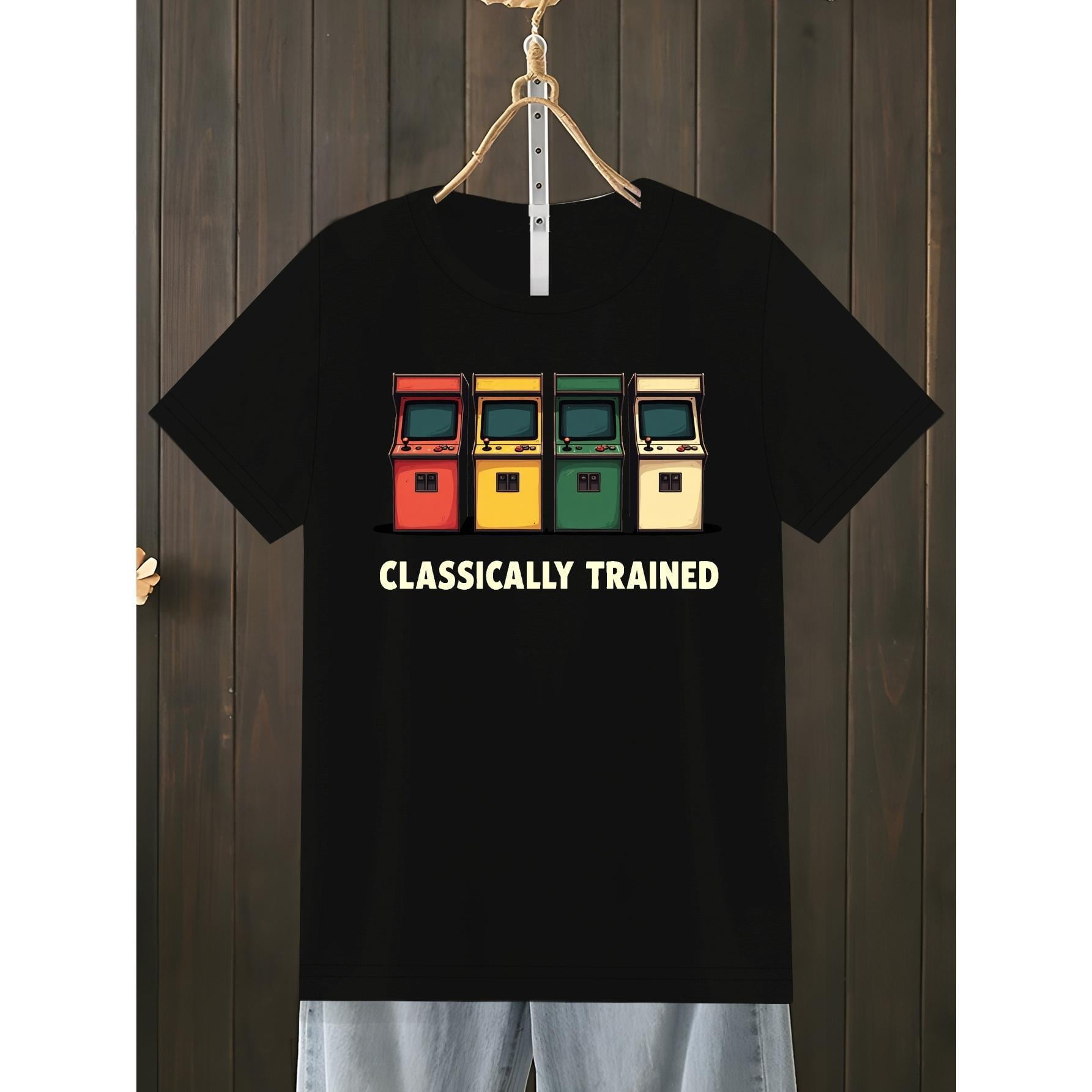 Arcade Graphic Tops,"Classically Trained"Text Pattern,Fashion T Shirt ...