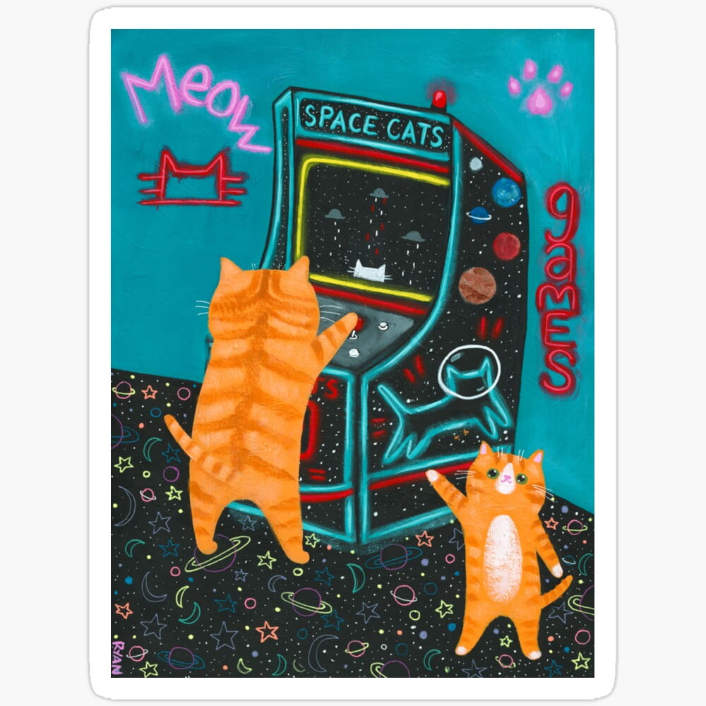 Arcade Kitties Sticker Phone Decal Water Bottle Stickers Car Decals ...