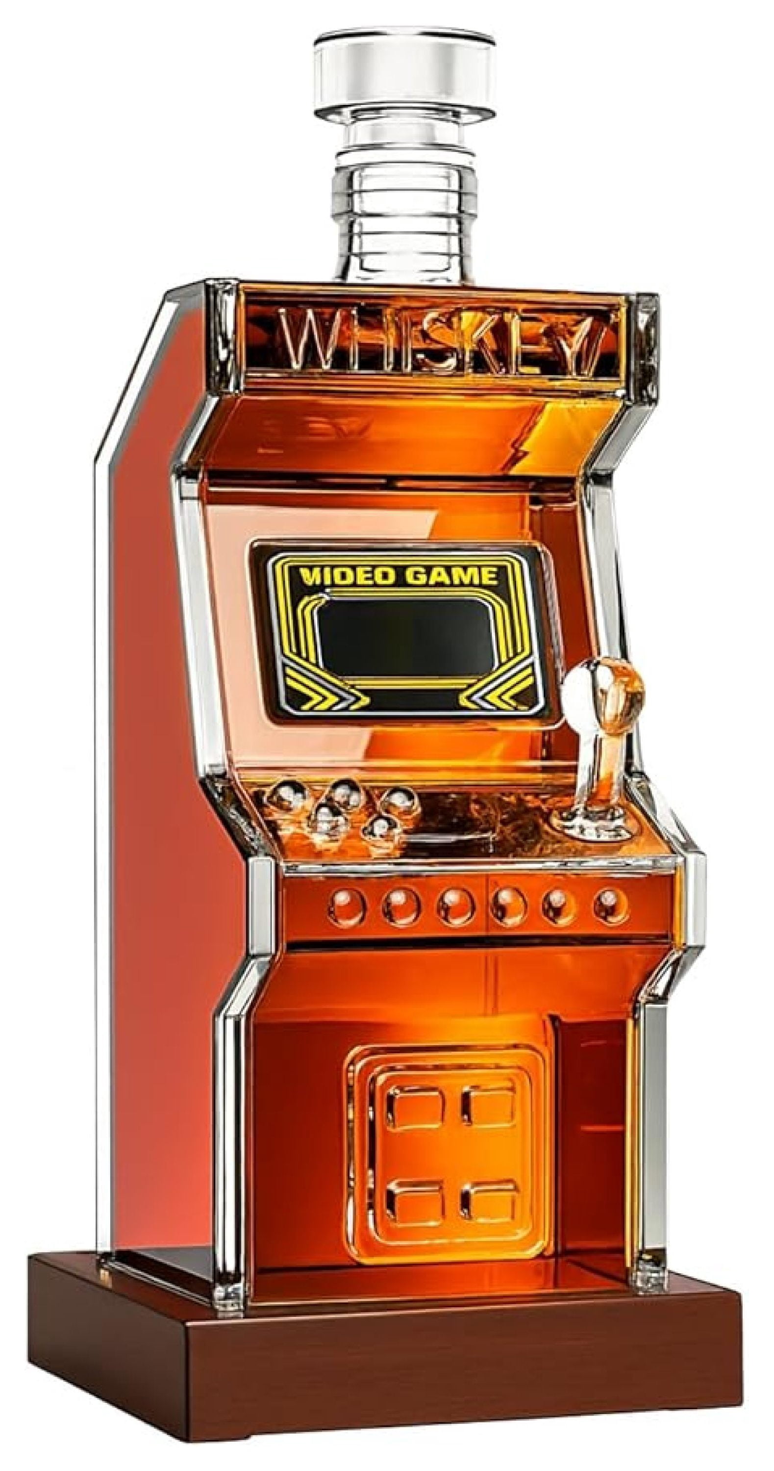 Arcade Machine Whiskey Decanter Set - Walnut Stand 750ml Crystal ...