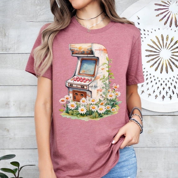 Arcade Nature Shirt Watercolor Retro Gaming Apparel Nostalgic Art ...