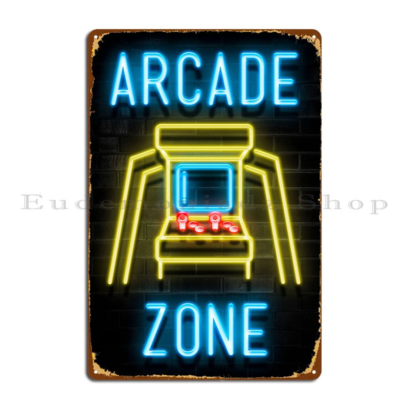 Arcade Zone Metal Plaque Poster Club Print Bar Wall Decor Cinema ...