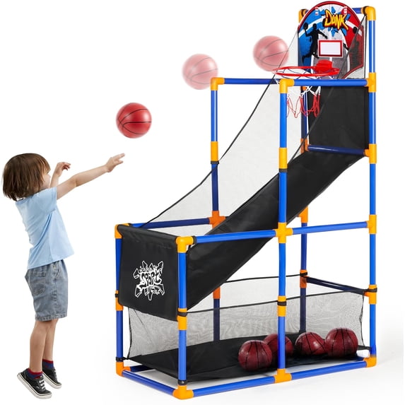 Arcade basketball game set with 4 balls and baskets, suitable for ...