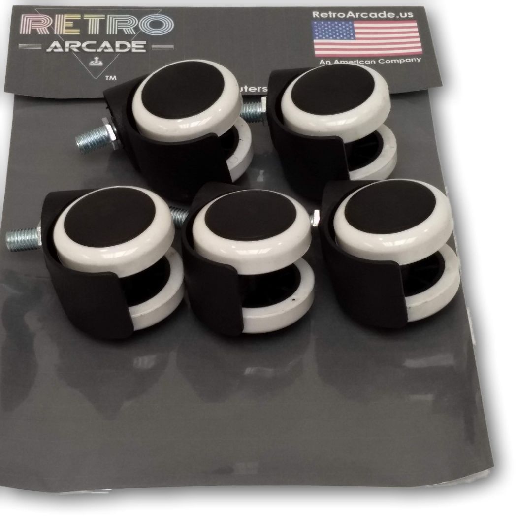 Arcade stool replacement wheel casters, black and white, for use with ...