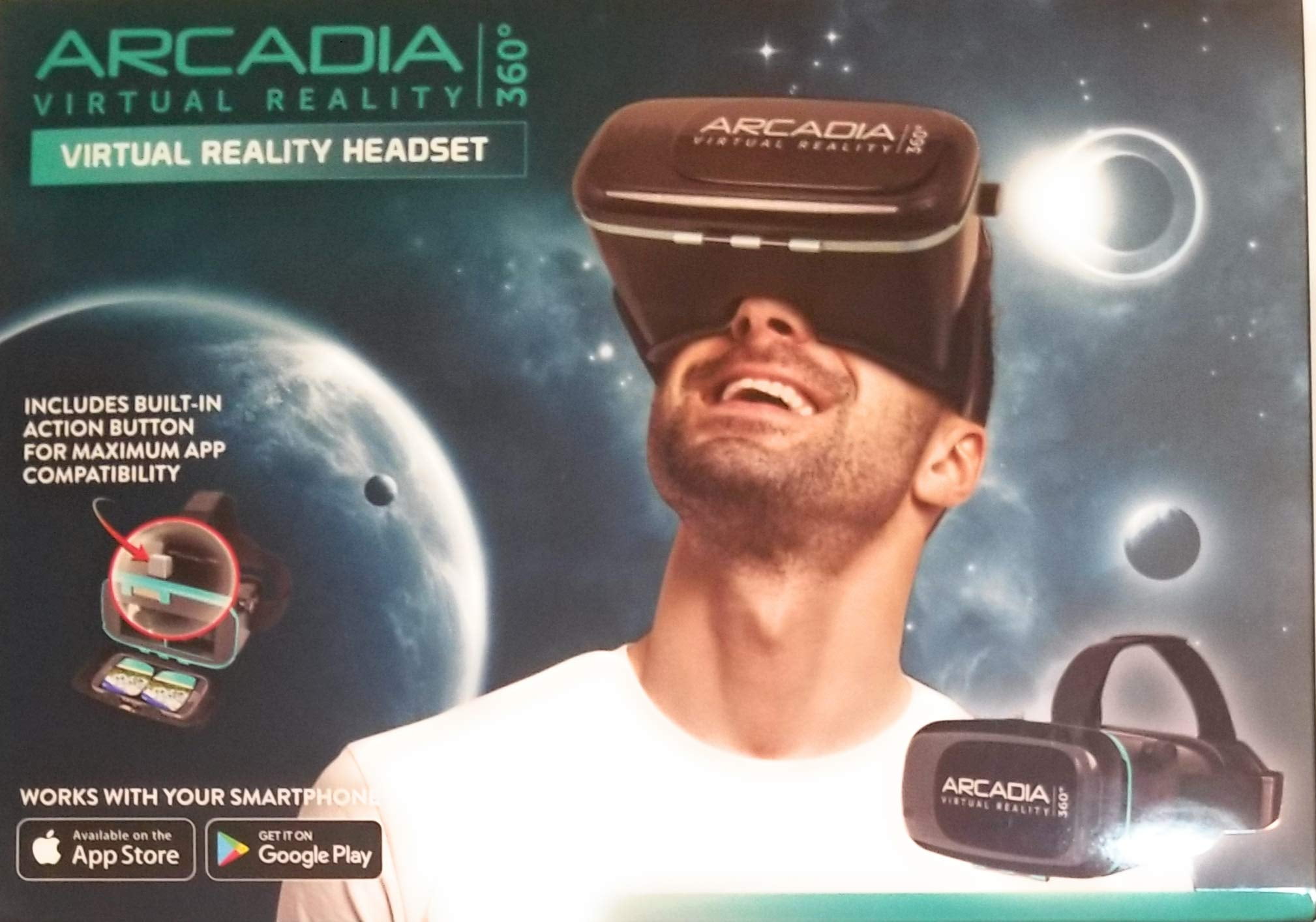 Arcadia 360 Virtual Reality Headset V1-0917 with Smartphone Compatibility, Adjustable Focus ...