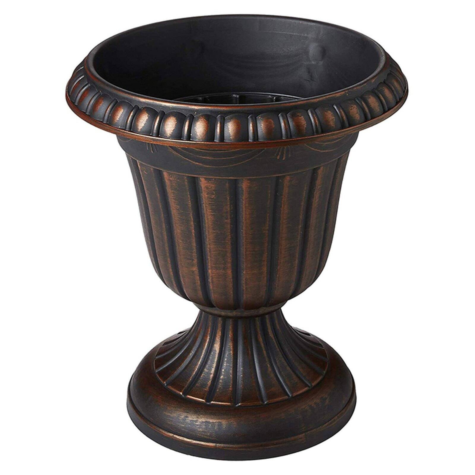 Arcadia Garden Products 10x12" Traditional Plastic Urn, Brushed Copper ...