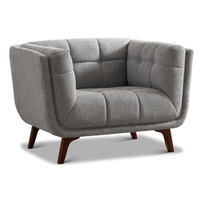 Arcadia Mid-Century Tufted Tight Back Fabric Linen Lounge Chair in ...