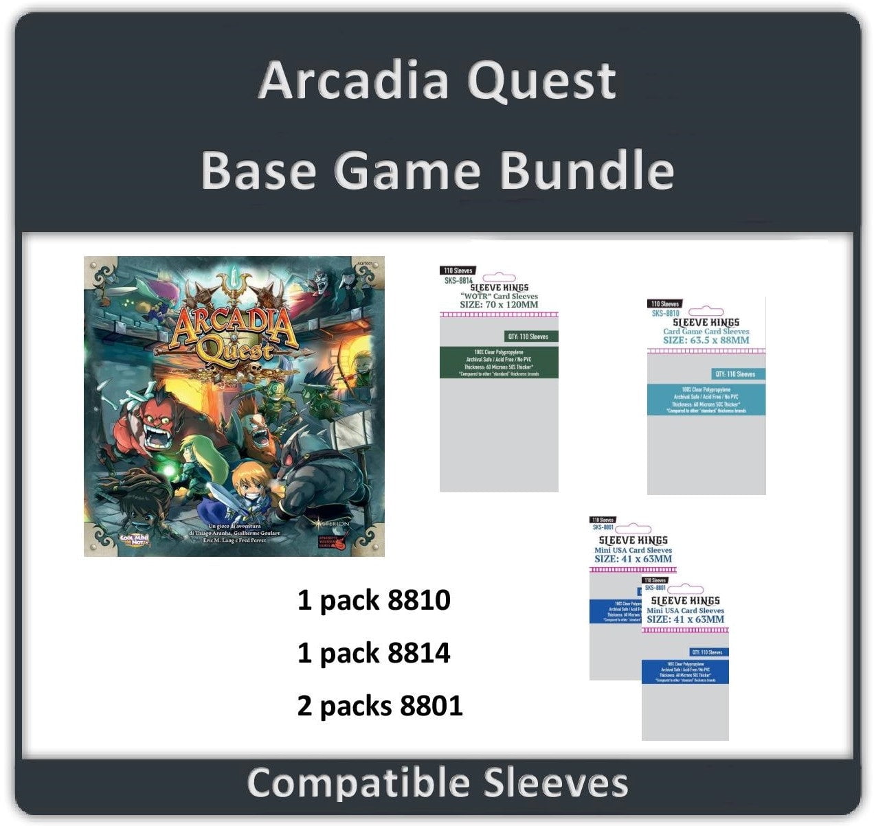 "Arcadia Quest Base Game" Compatible Sleeve Bundle (8810 X 1 + 8801 X 2 + 8814 X 1) - Walmart.com