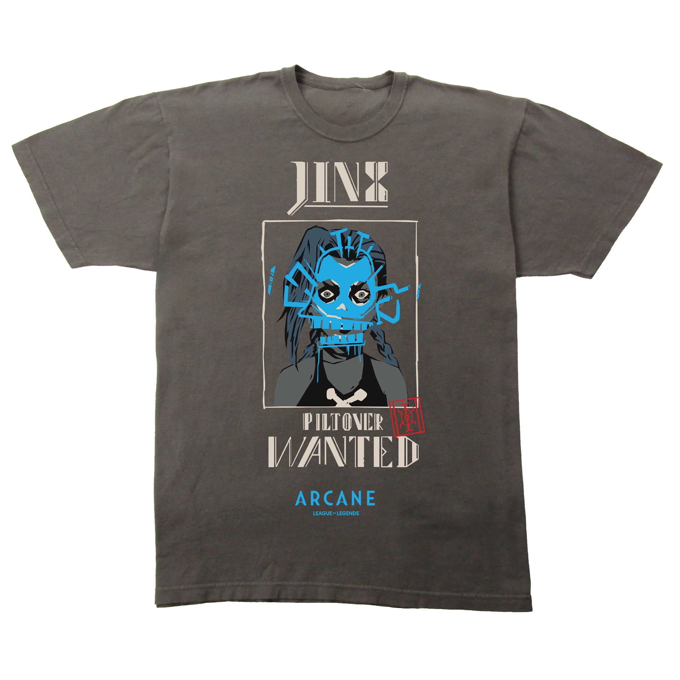Arcane Jinx Piltover Wanted Poster Men's Pepper Black Crew Neck Short ...