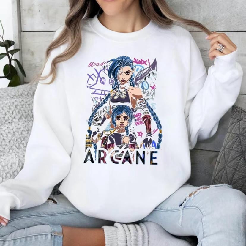 Arcane Jinx Sweatshirt, Timebomb, Vintage Bootleg LOL Shirt, Arcane ...