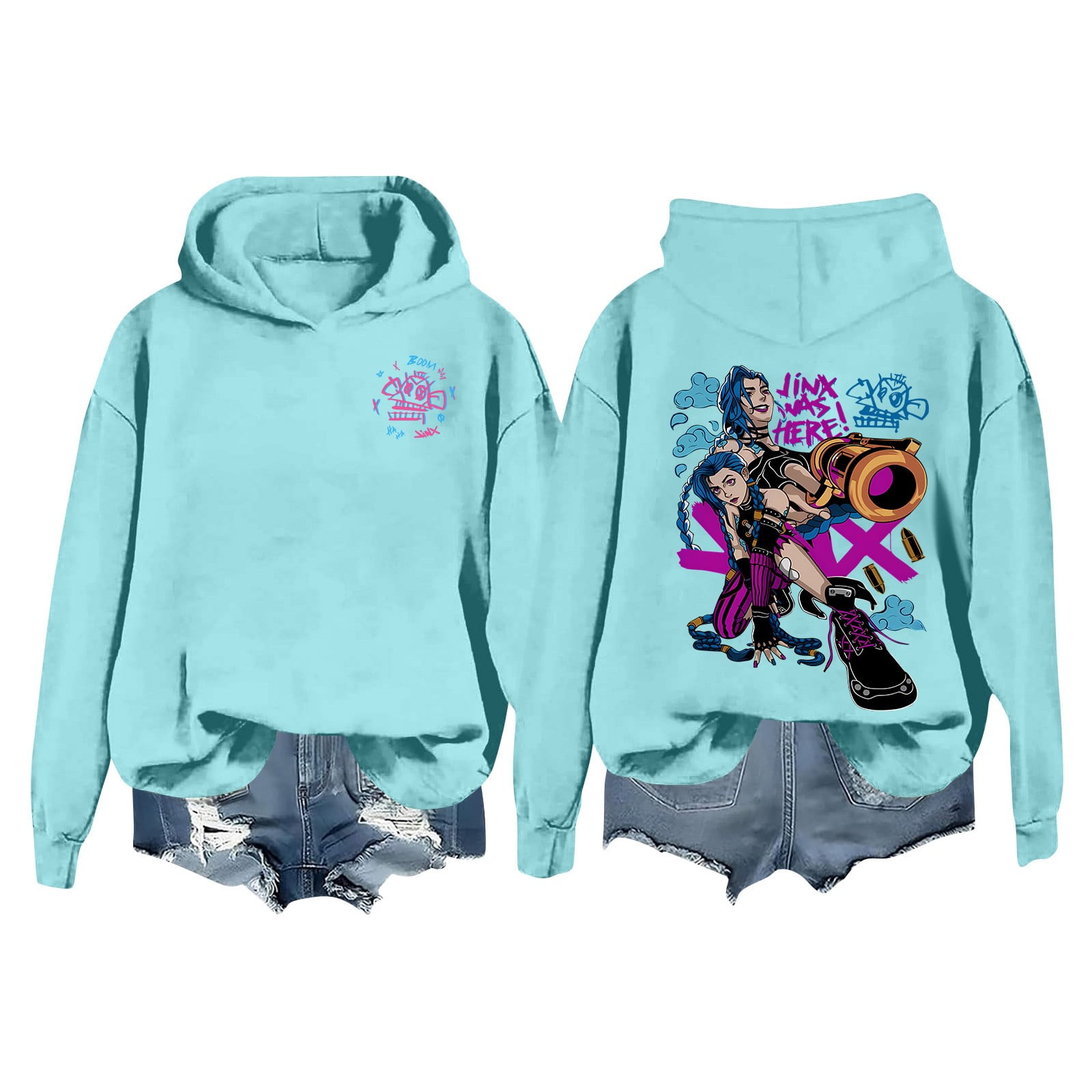 Arcane Jinx T-Shirt,Men's Women's Sizes Stylish Pink Graphic Hoodie for ...