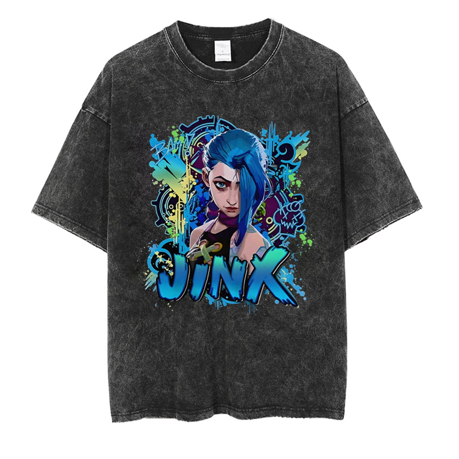 Arcane Jinx T-shirt Vintage Harajuku Washed T-shirt Printed Casual ...