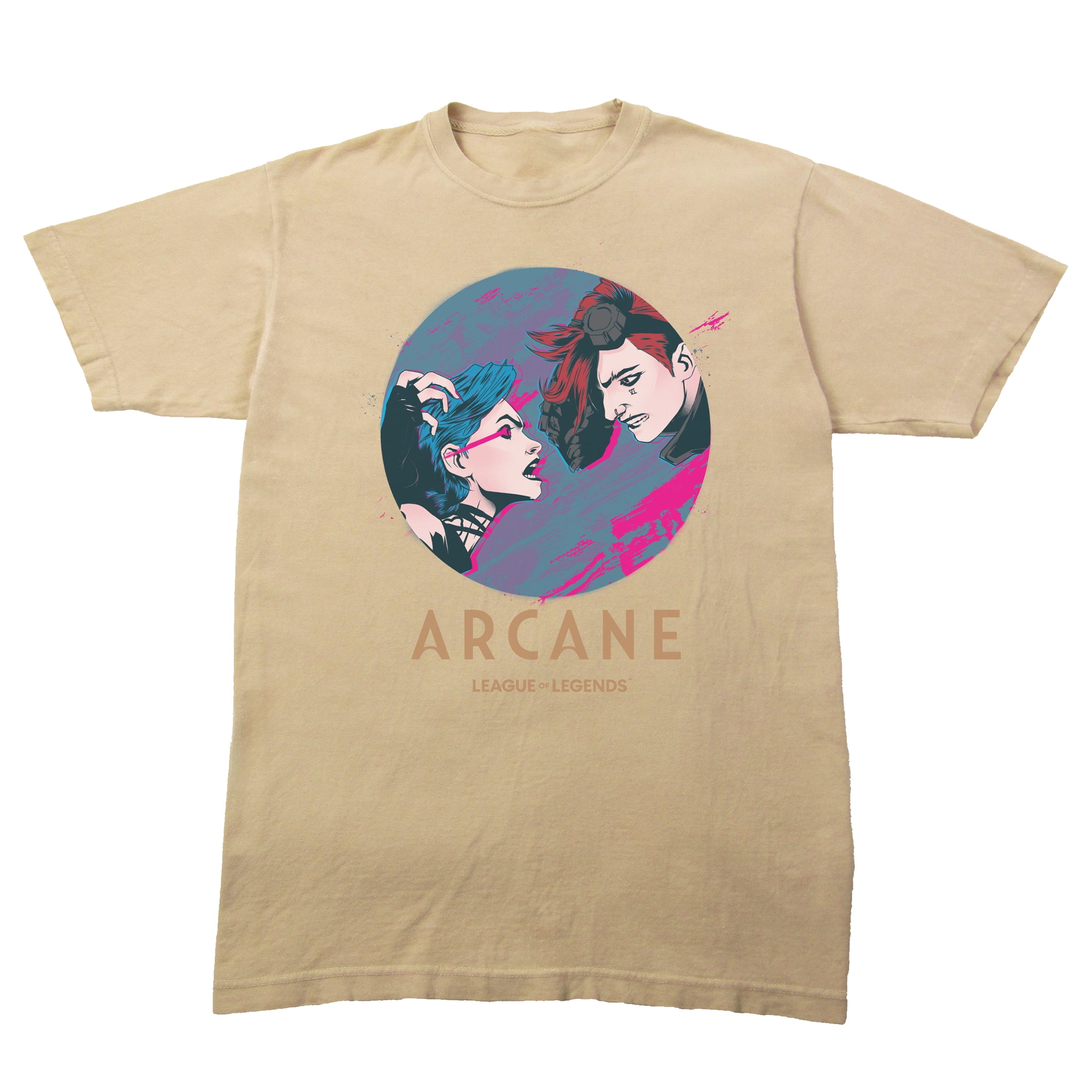 Arcane Jinx & Vi Character Circle Men's Sand Crew Neck Short Sleeve T ...