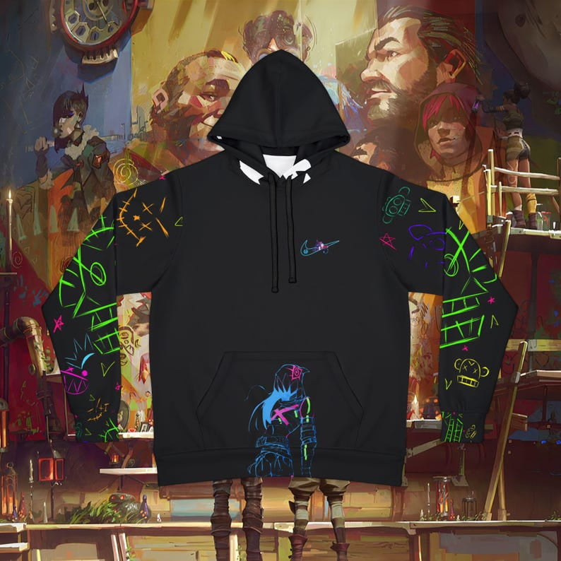 Arcane Jinx and Vi Hoodie Premium Neon Graffiti Style League of Legends ...