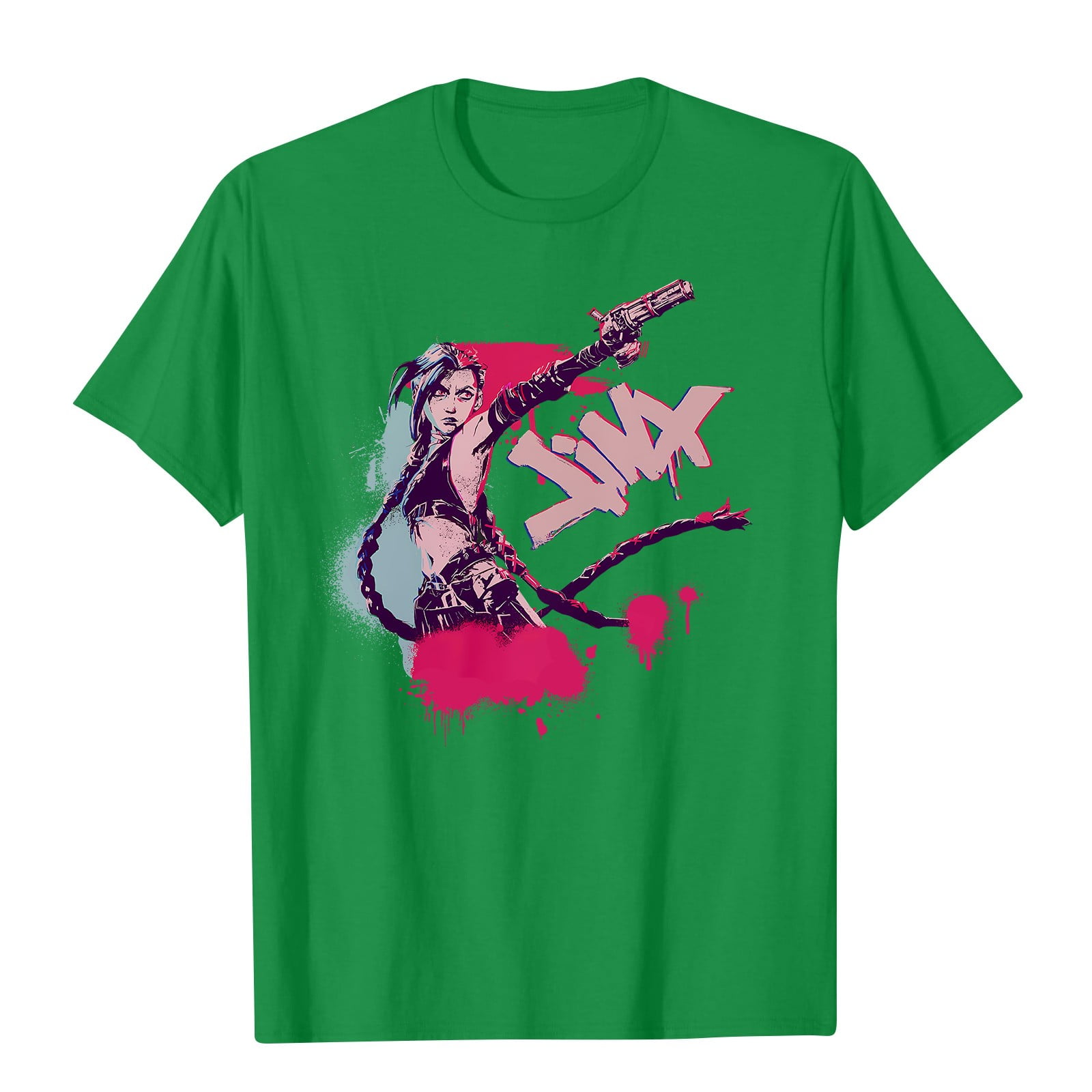 Arcane League of Legends Jinx Front & Back Art Adult Black Crew Neck ...