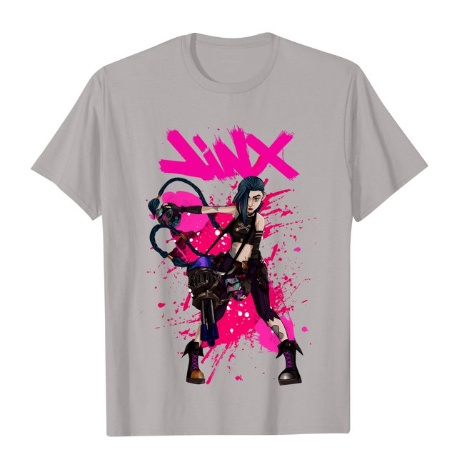 Arcane League of Legends Jinx Front & Back Art Adult Black Crew Neck ...