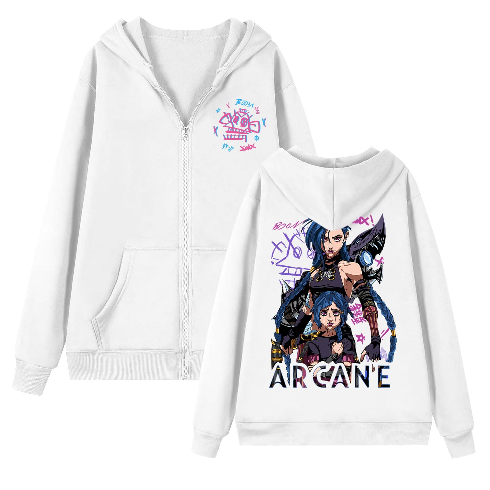 Arcane League of Legends Jinx Hoodie for Women Men Front & Back Art ...