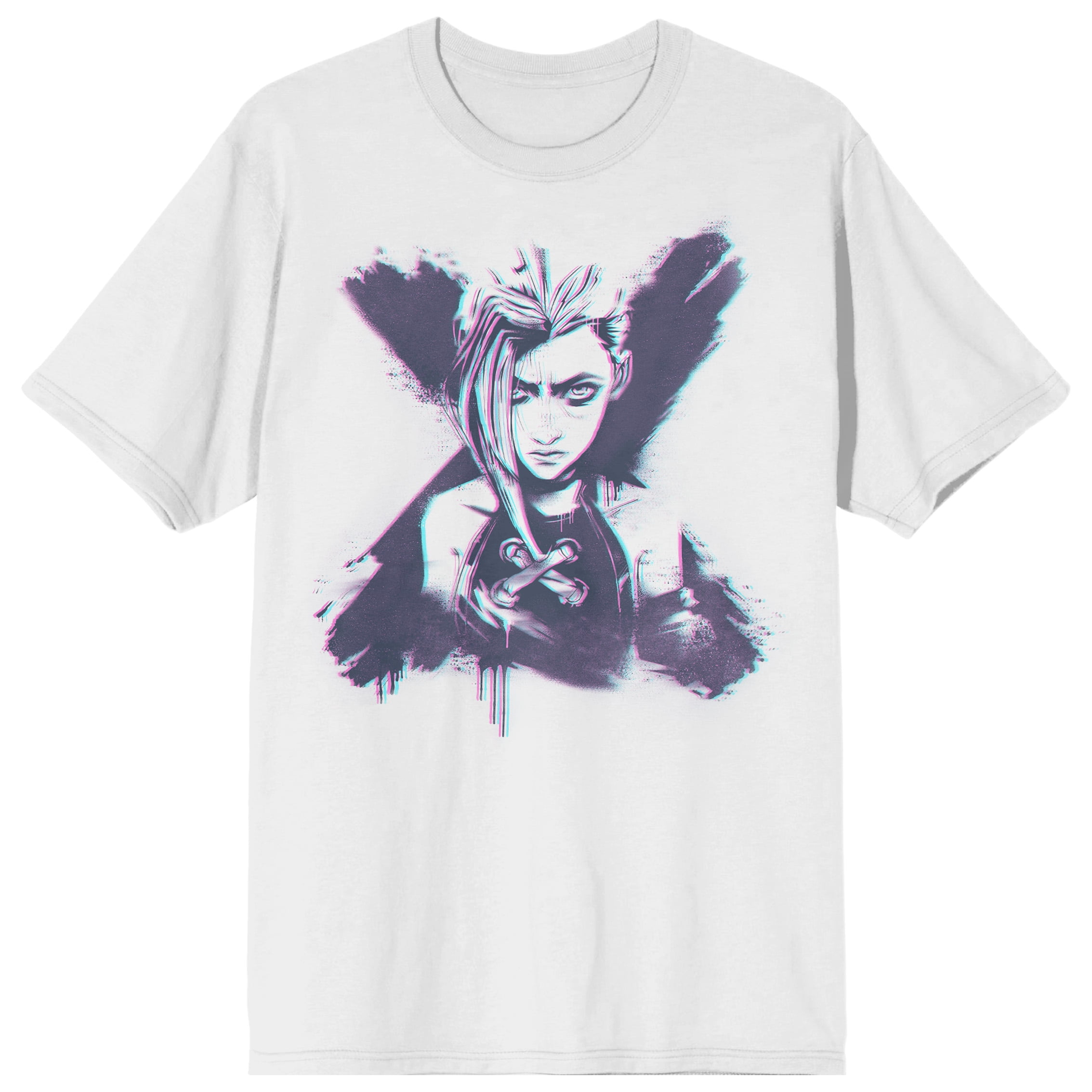 Arcane League Of Legends Jinx Adult White Crew Neck Short Sleeve T ...