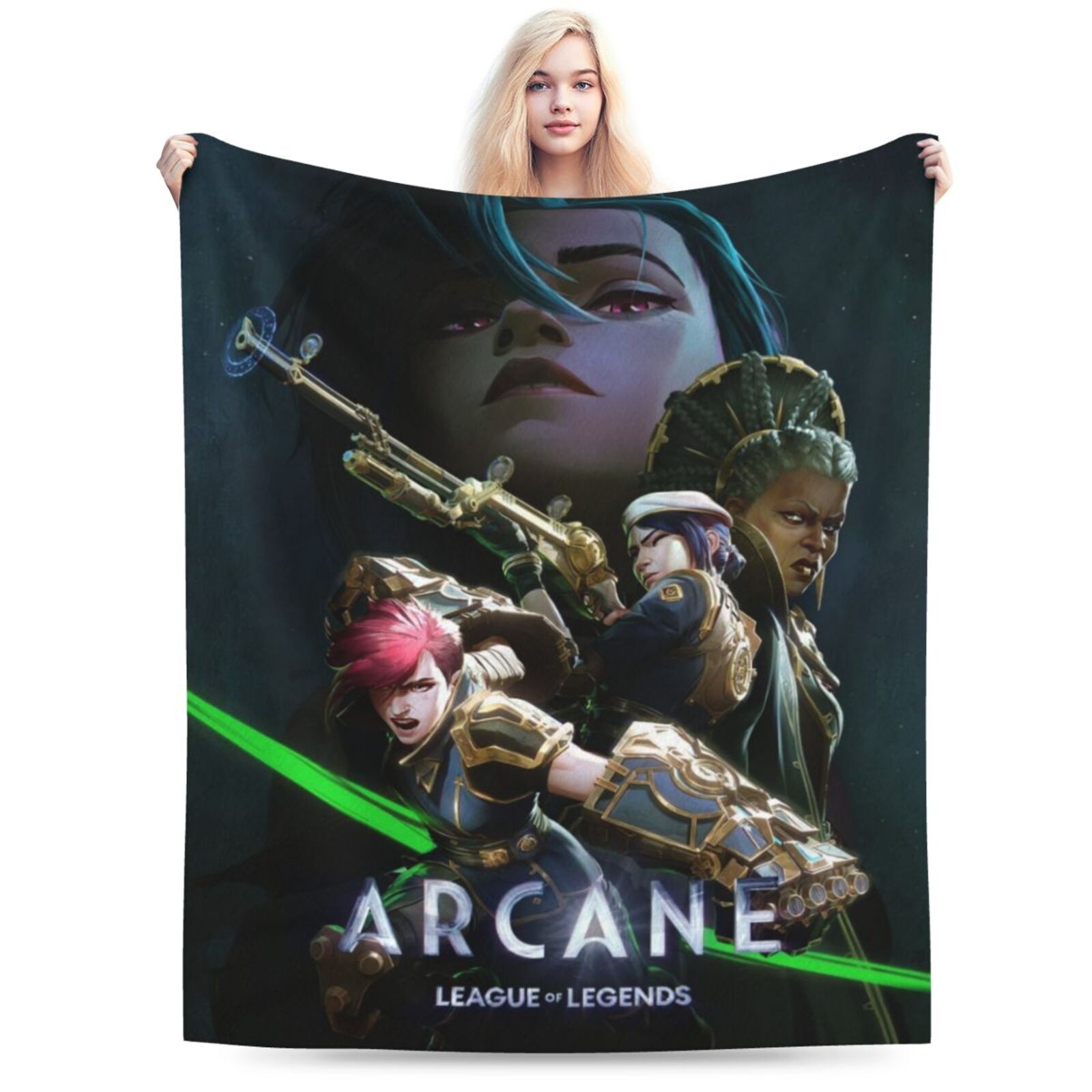 Arcane League Of Legends Throw Blanket,Jinx Lol Ultra-Soft Micro Fleece ...
