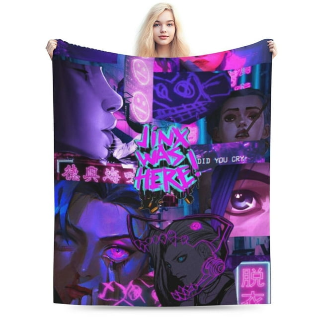 Arcane League Of Legends Throw Blanket,Jinx Lol Ultra-Soft Micro Fleece ...