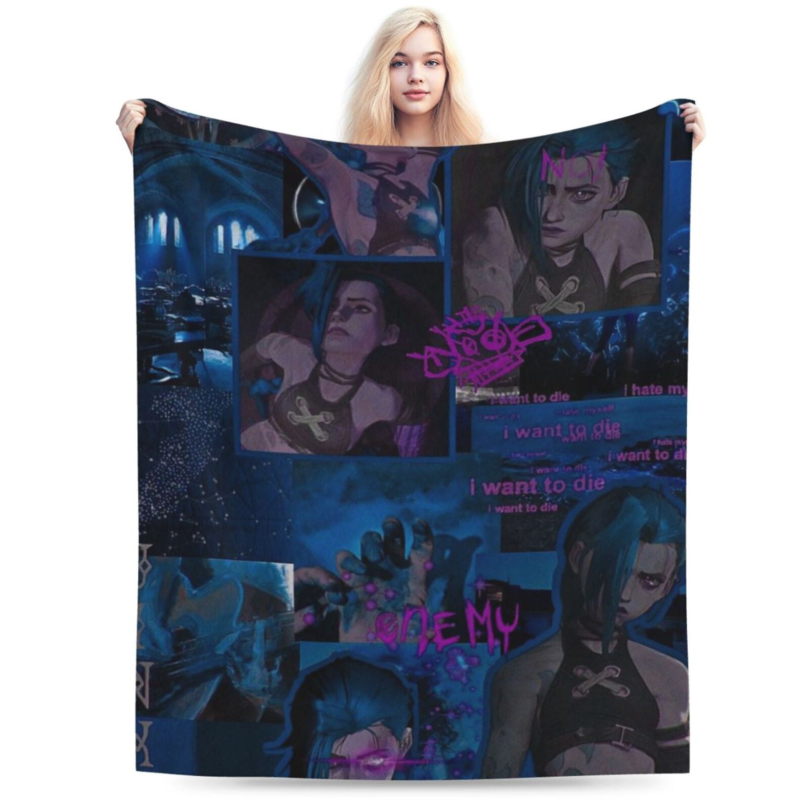Arcane League Of Legends Throw Blanket,Jinx Lol Ultra-Soft Micro Fleece Blanket,Microfiber ...