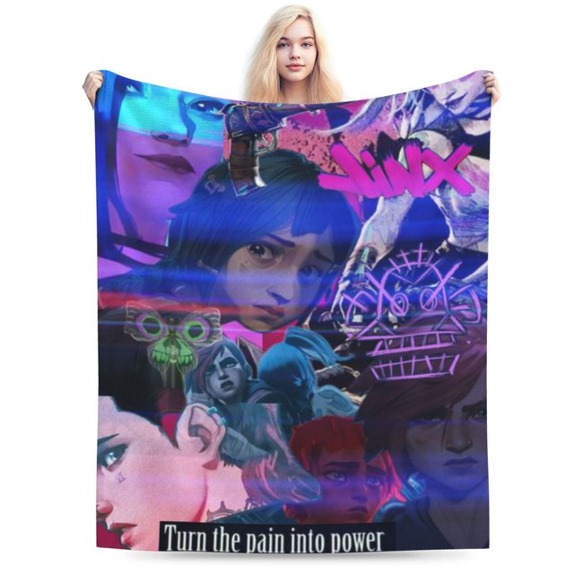 Arcane League Of Legends Throw Blanket,Jinx Lol Ultra-Soft Micro Fleece ...