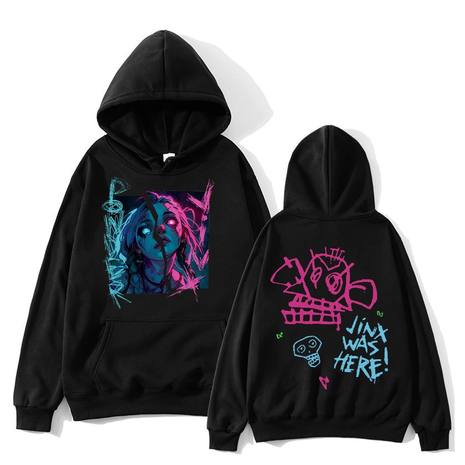 Arcane League of Legends Hoodie Womens JINX Graphic Long Sleeve Hooded ...