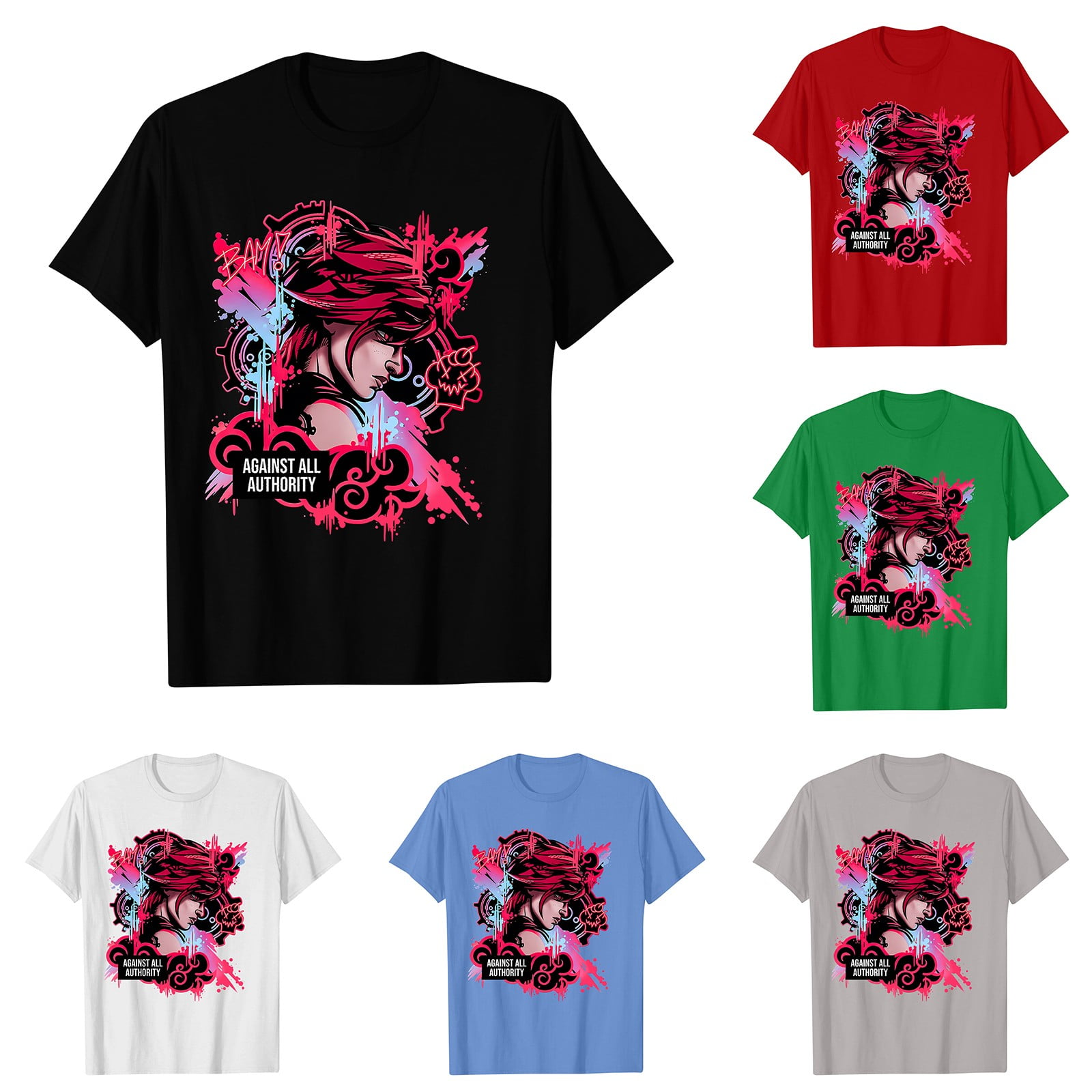 Arcane League of Legends Jinx Front & Back Shirts Art Adults Crew Neck ...