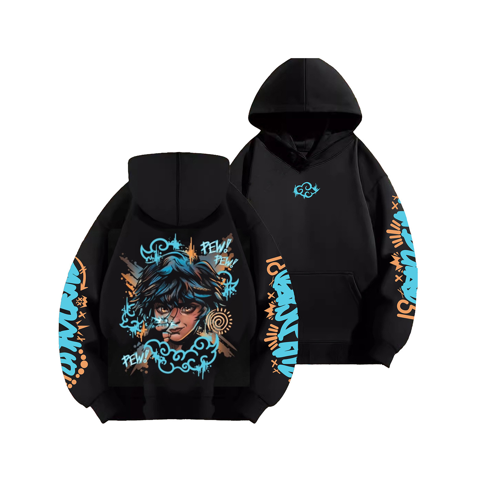 Arcane League of Legends Jinx Hoodie Front & Back Art Adult Crew Neck ...