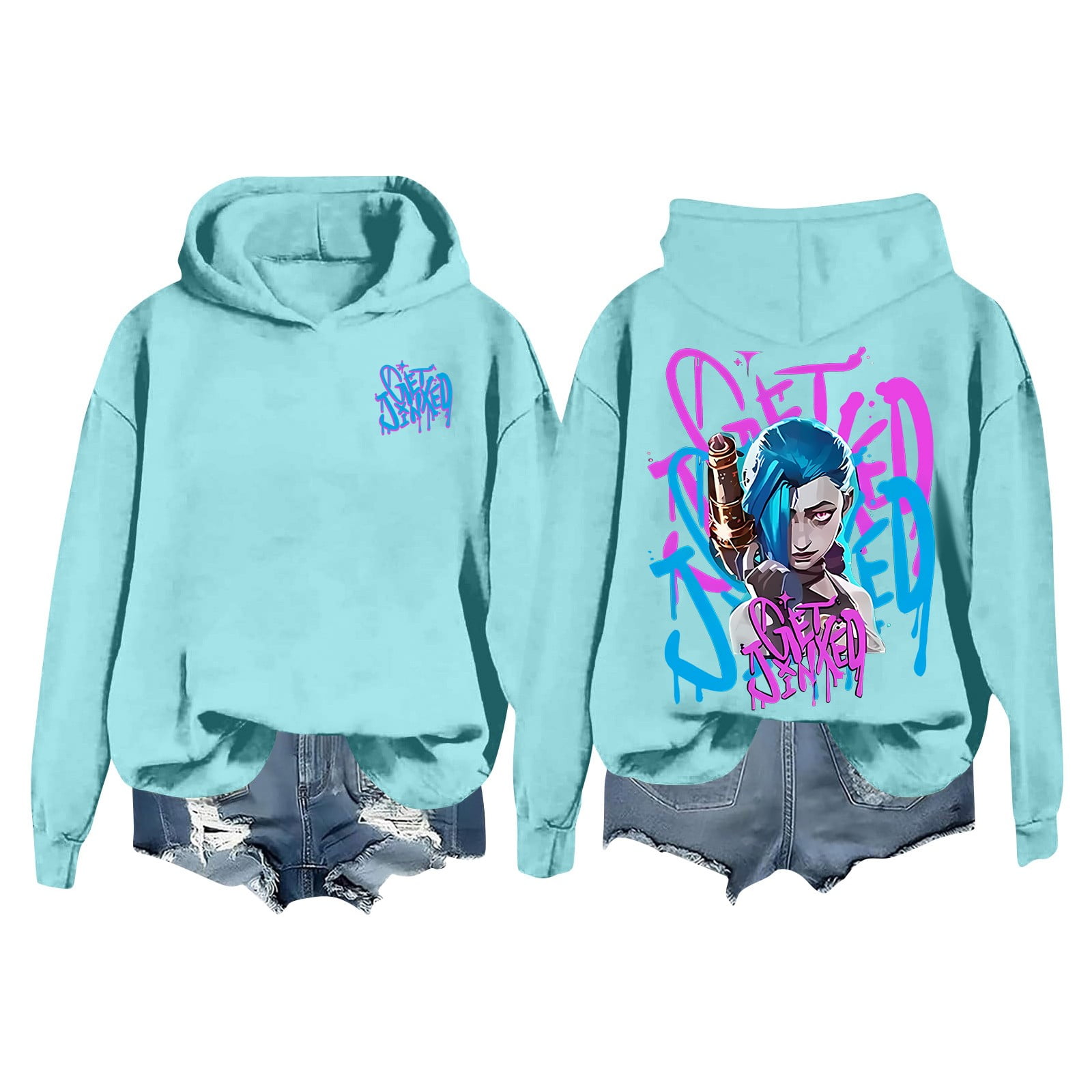 Arcane Merch Trendy Pink Graphic Hoodie for Women Stylish Casual Wear ...