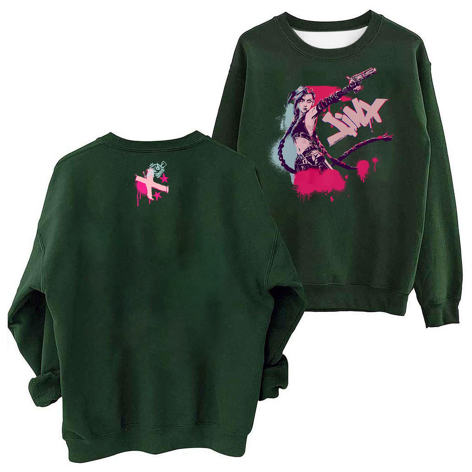 Arcane Merch Women's Casual Fashion Print Long Sleeve O-Neck Pullover ...