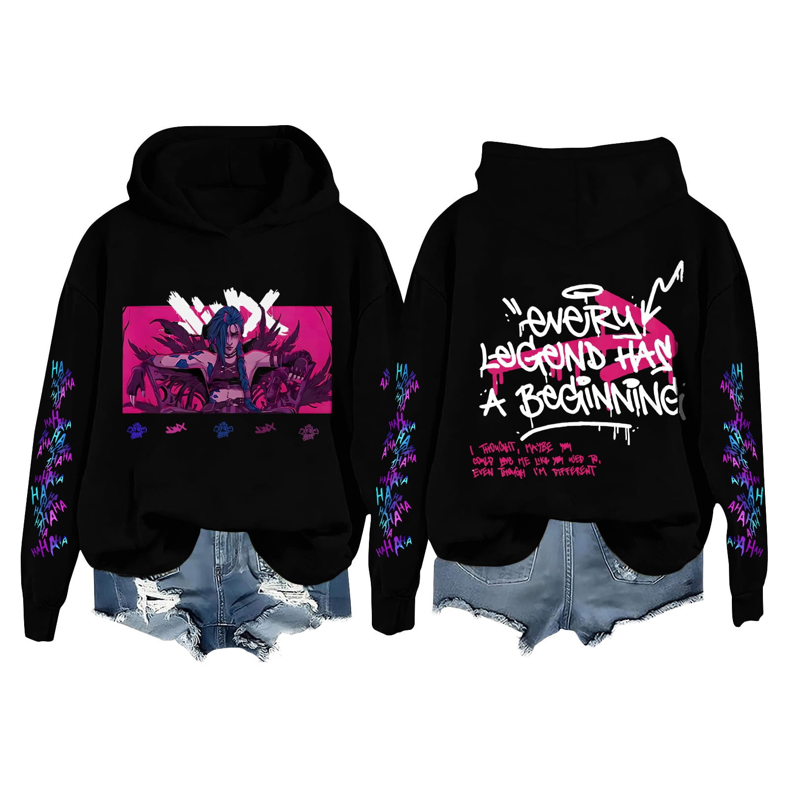 Arcane Merch Women's Fashion Casual Loose Long Sleeve Printed Hooded ...