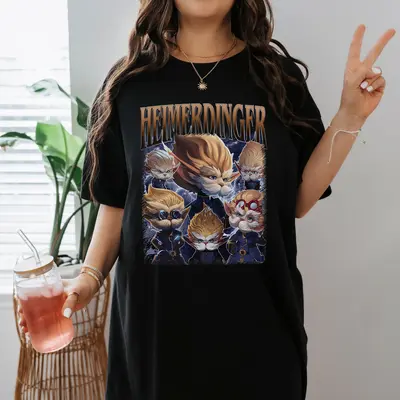 Arcane Movie Heimerdinger Vintage 90s Graphic T Jinx Vi Caitlyn Jayce ...