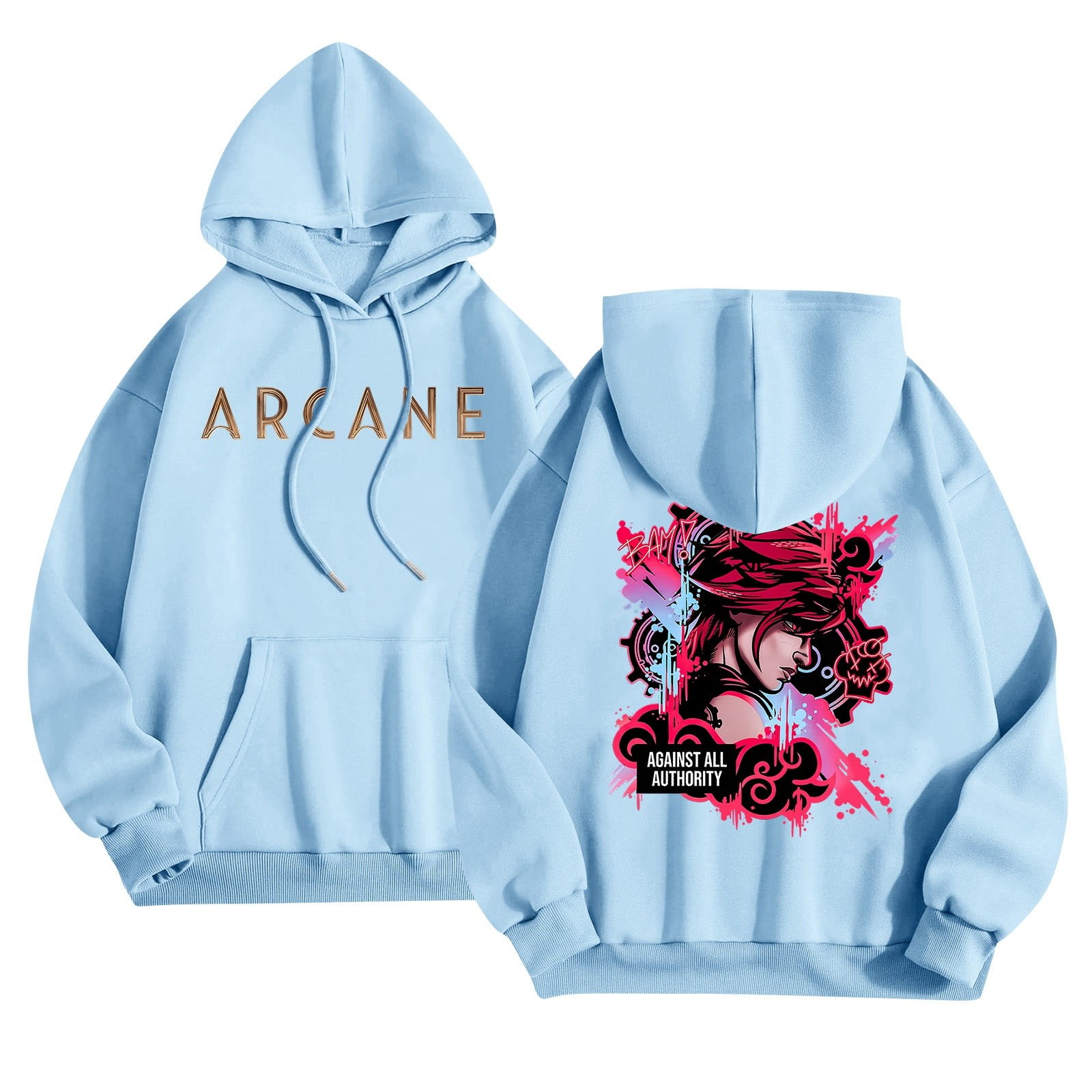 Arcane Shirt Jinx Unisex Red Graphic Hoodie Lightweight Arcane Inspired ...
